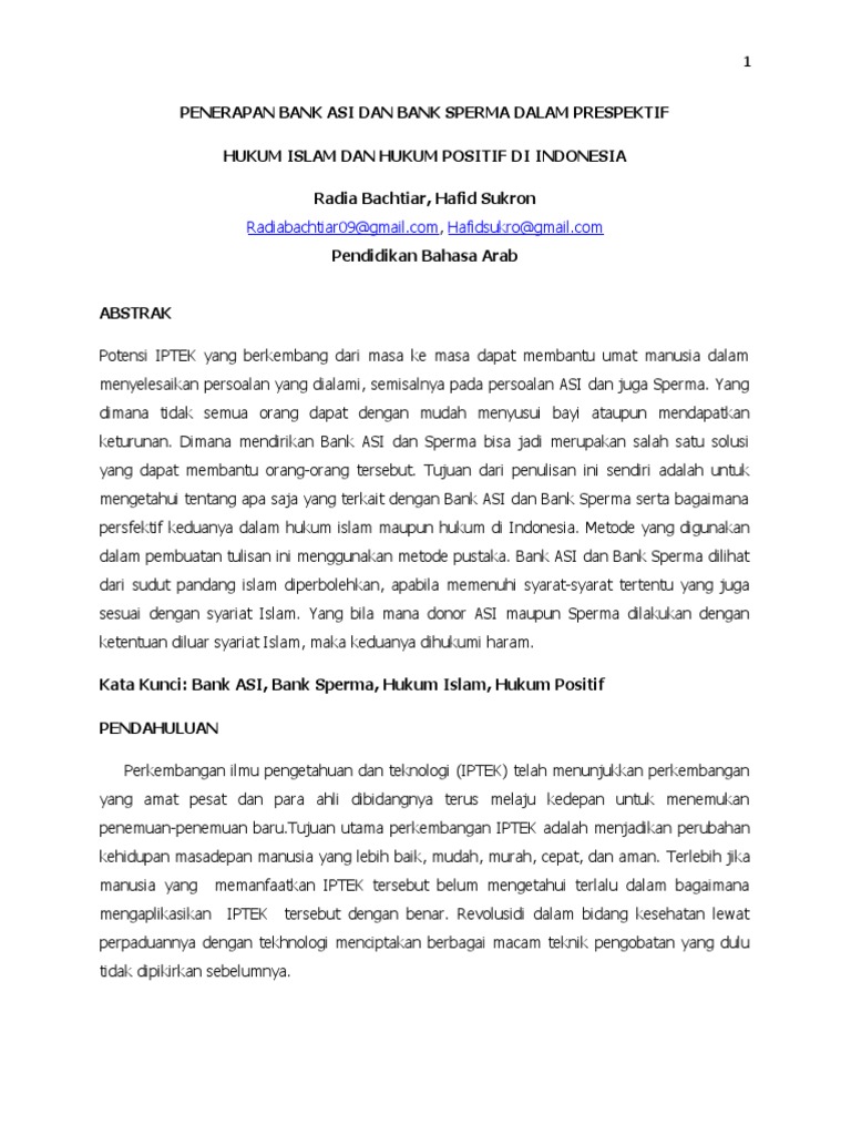 Hukum Bank ASI dan Sperma di Indonesia | PDF