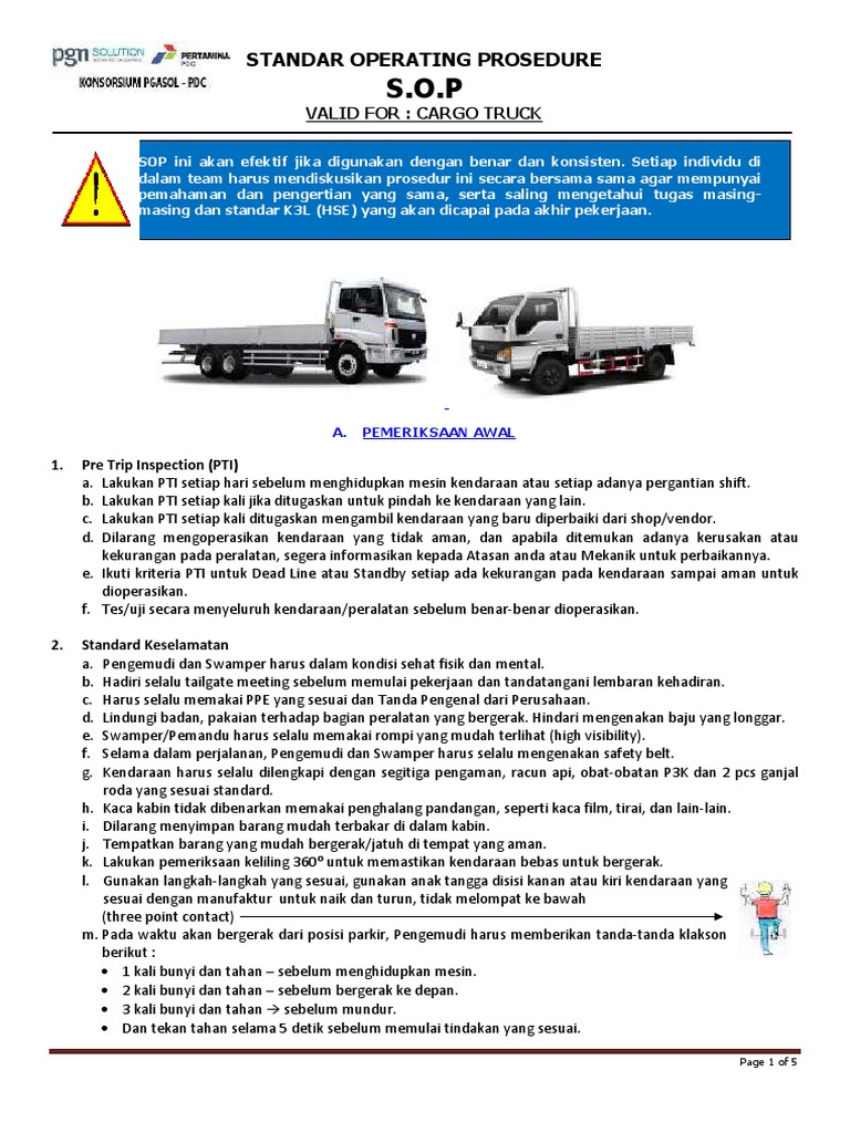 Sop Cargo Truck | PDF | Bisnis