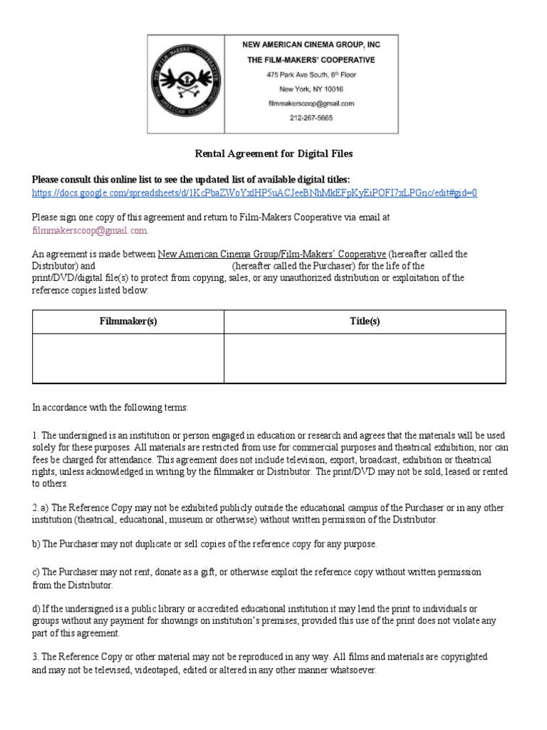 Digital Rental Agreement 2020 | PDF | Filmmaking | Private Law