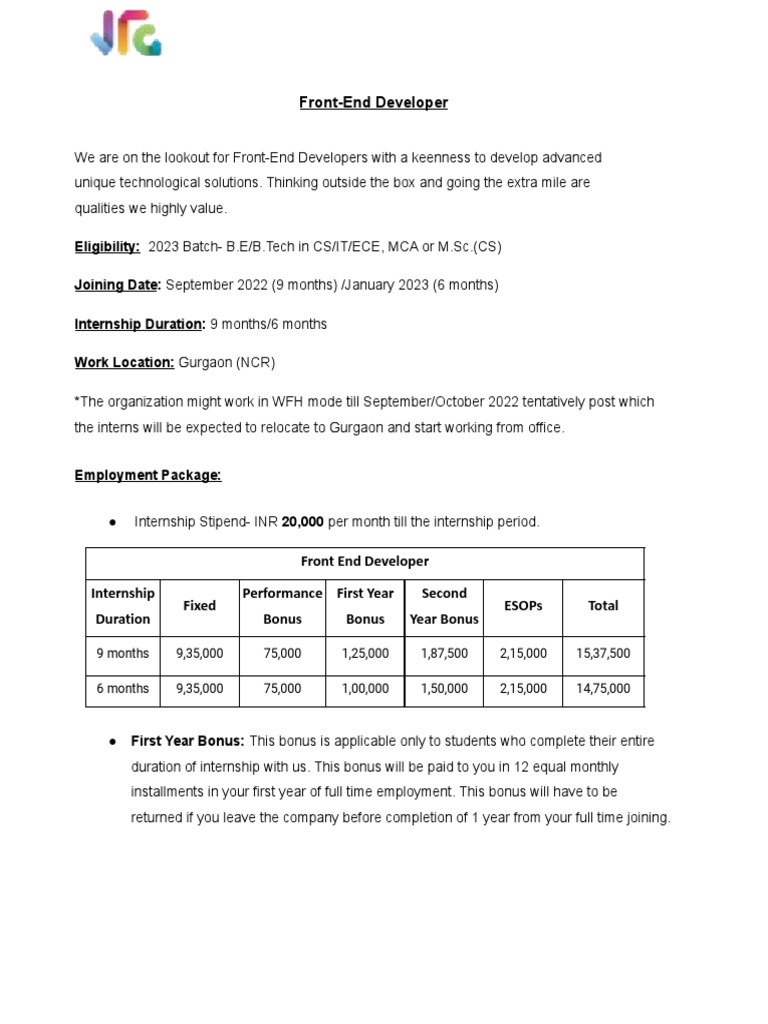 Front End Developer - JD - 2023 Batch | PDF | Angular Js | Bootstrap (Front End Framework)