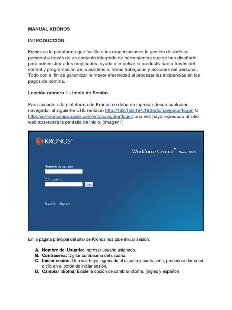 Manual Usuarios de Kronos - Lideres MM | PDF