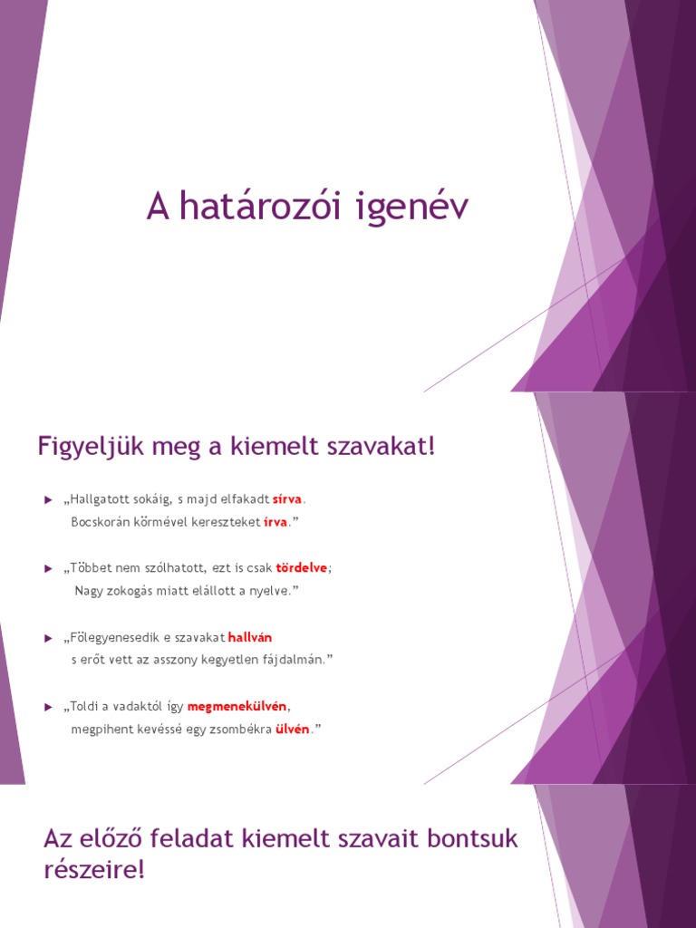 Oszt A Hatarozoi Igenev 9. Ora | PDF