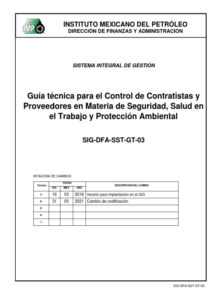Gu A T Cnica para El Control de Contratistas y Proveedores en Materia de Seguridad Salud en El ...