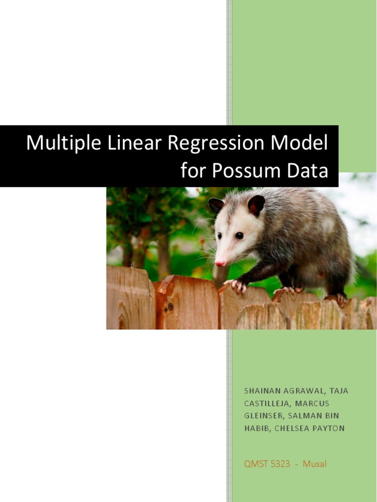 Multiple Linear Regression Model Report On Possum Data | PDF | Errors And Residuals | Regression ...