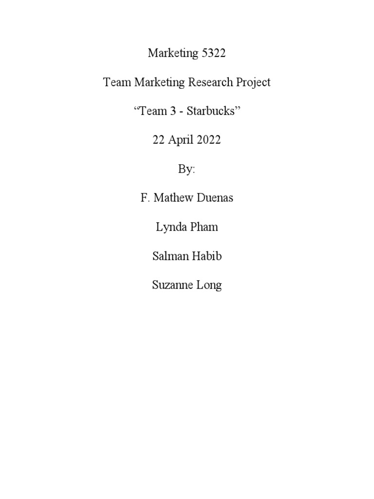 Marketing Research Project On Starbucks | PDF | Errors And Residuals ...