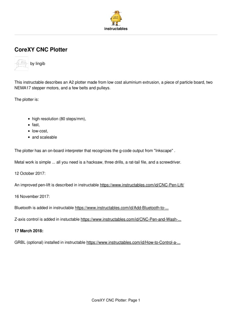 CoreXY CNC Plotter | PDF | Arduino | Cartesian Coordinate System