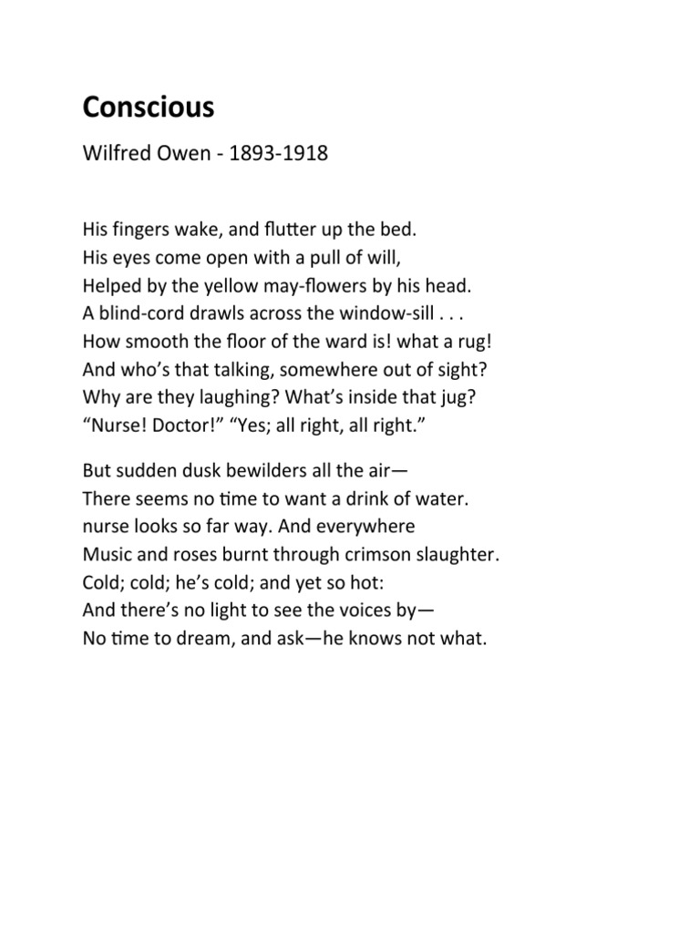 Conscious Poem - Wilfred Owens | PDF