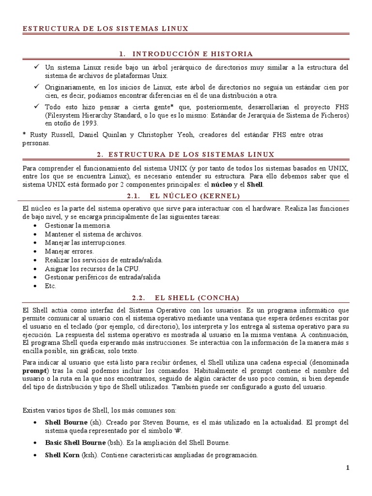 Estructura de Los Sistemas Linux | Descargar gratis PDF | Interfaz de línea de comando | Archivo ...