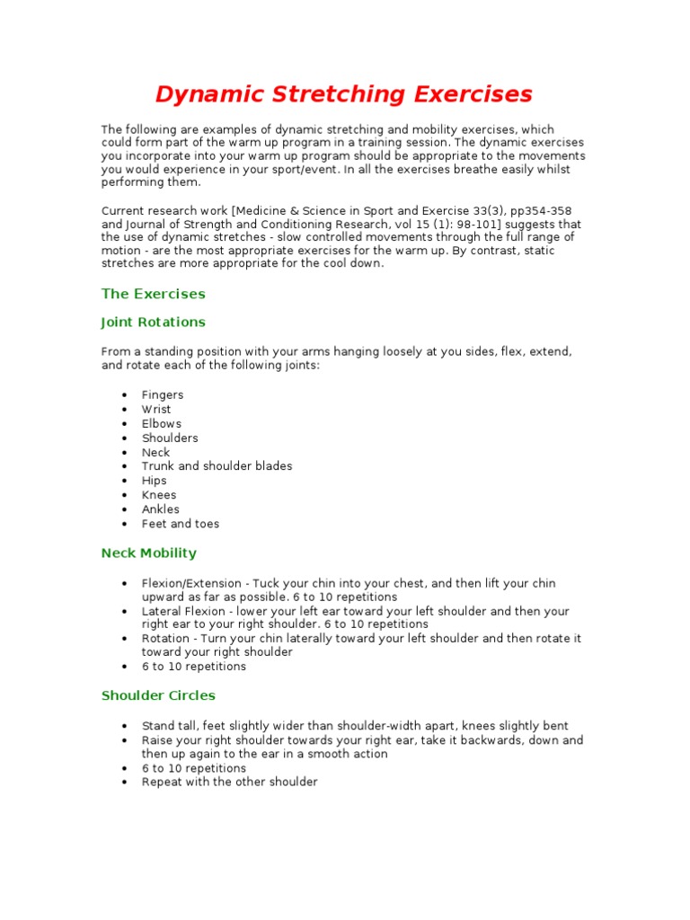 Dynamic Warm-Up for Athletes | PDF | Anatomical Terms Of Motion | Dance ...