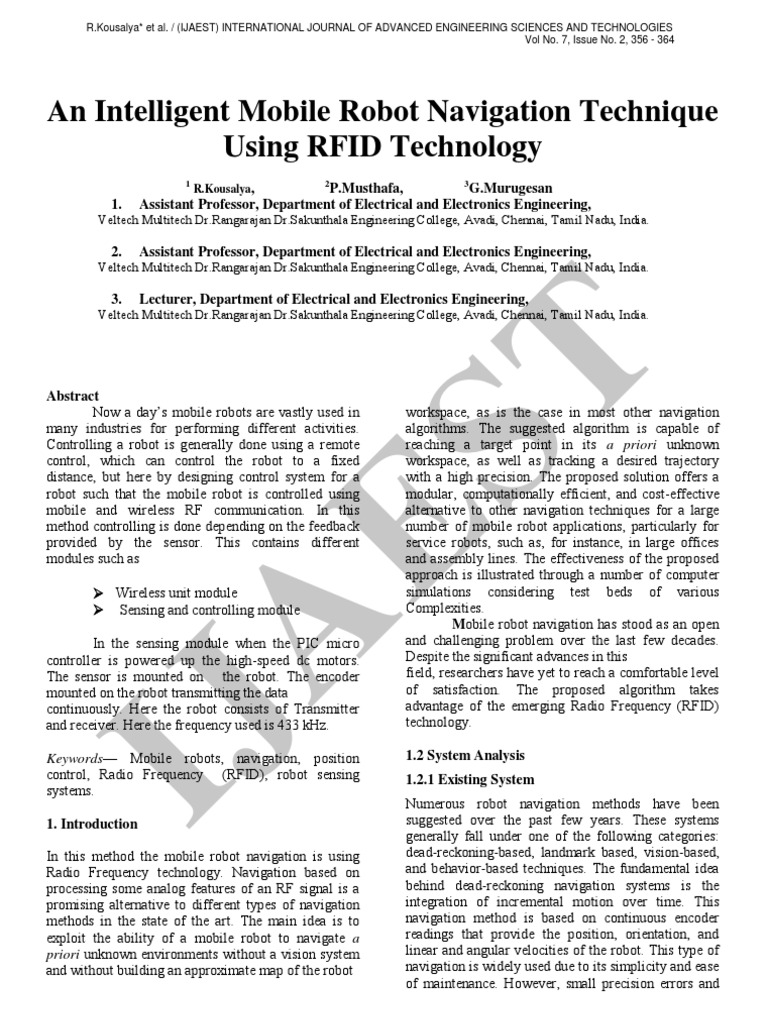 30 Ijaest Vol No 7 Issue No 2 An Intelligent Mobile Robot Navigation Technique Using Rfid