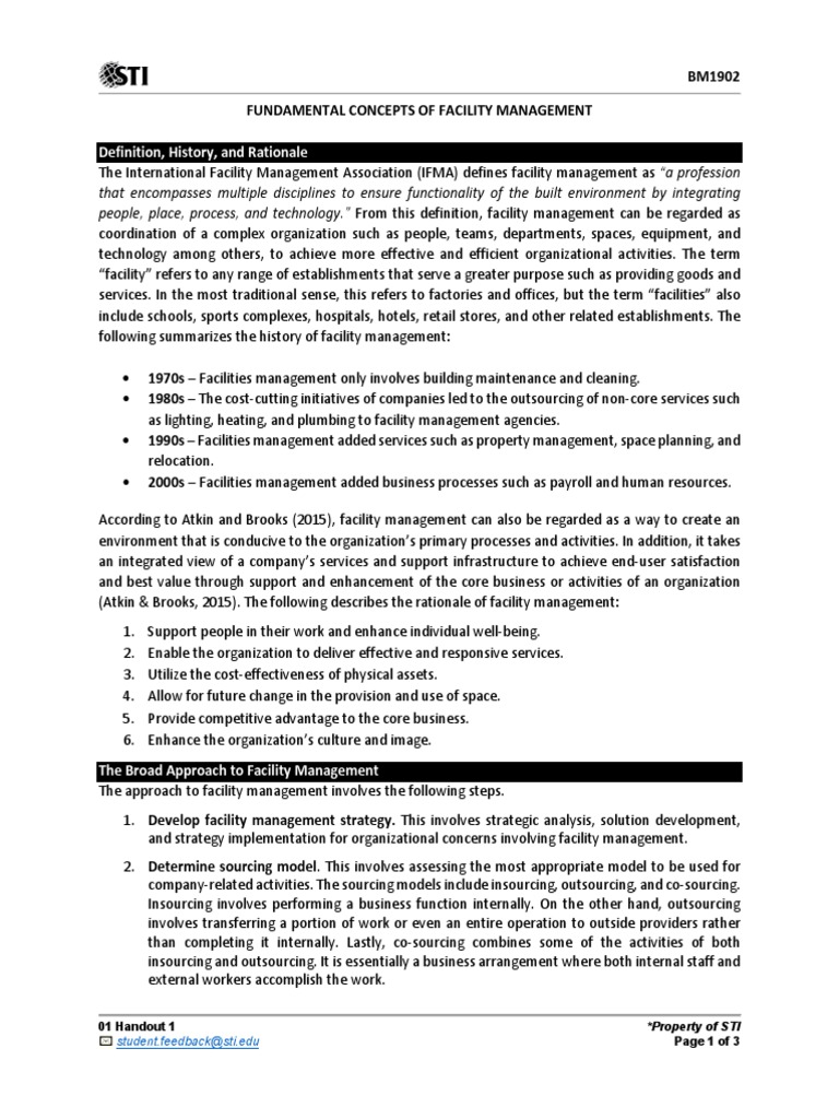 Facilities Management Handout | PDF