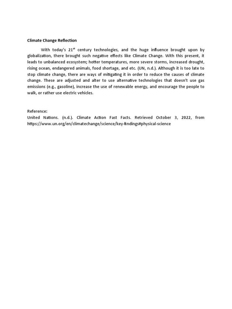 Climate Change Reflection | PDF