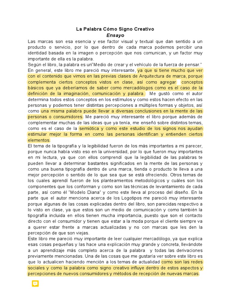 Rojas Preza Marcia - La Palabra Como Signo Creativo | PDF | Marca | Palabra
