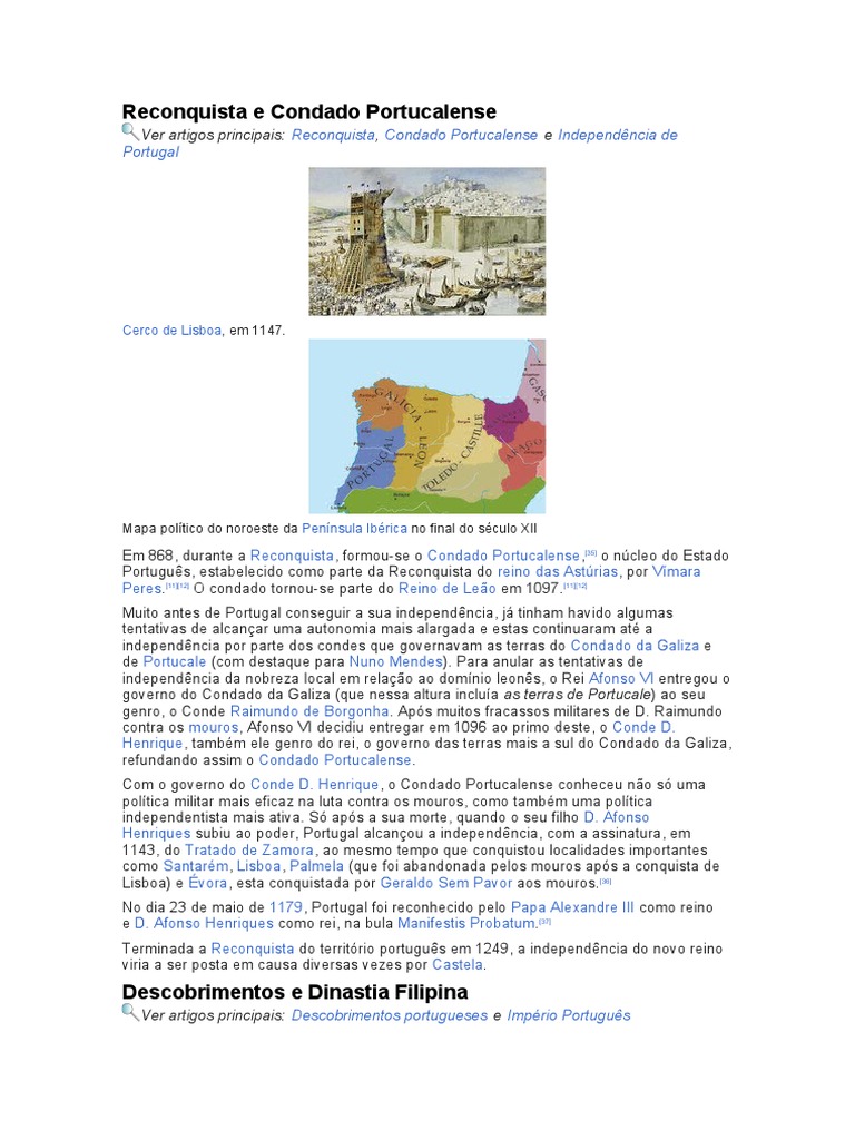 Reconquista e Condado Portucalense | PDF | Portugal | Independência
