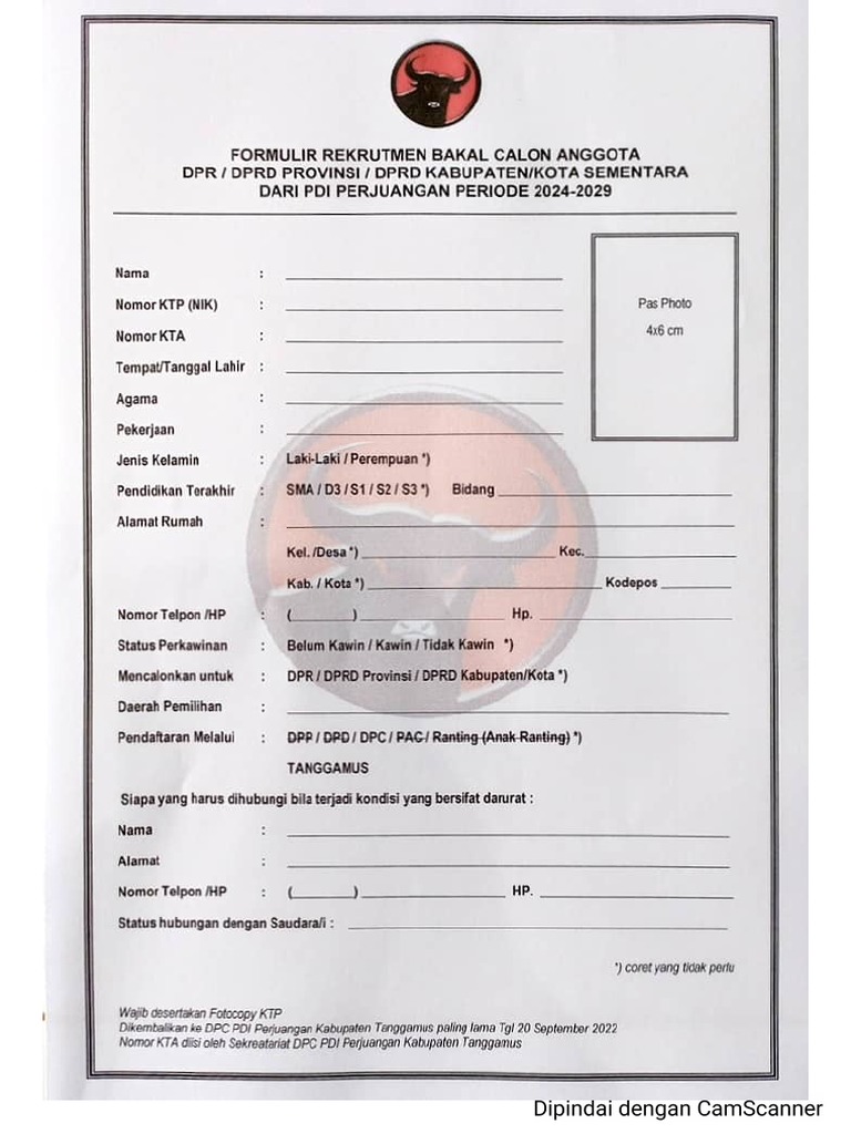 Formulir Pendaftaran Bakal Caleg | PDF