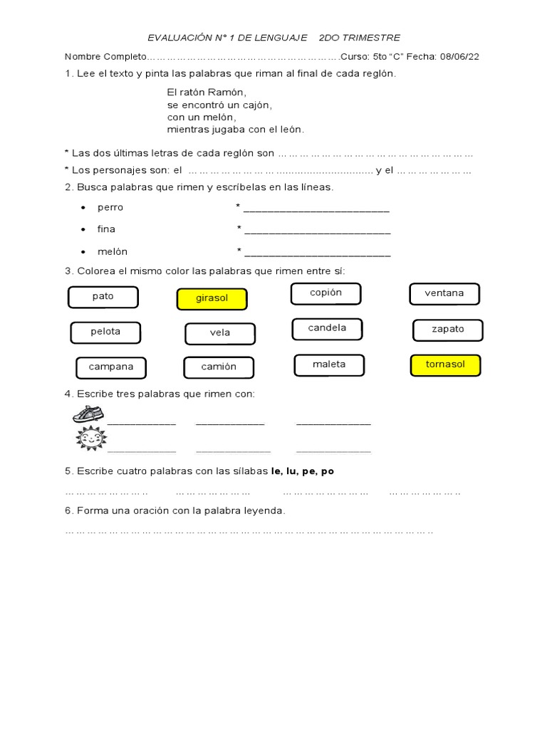 Eval. de Lenguaje | PDF