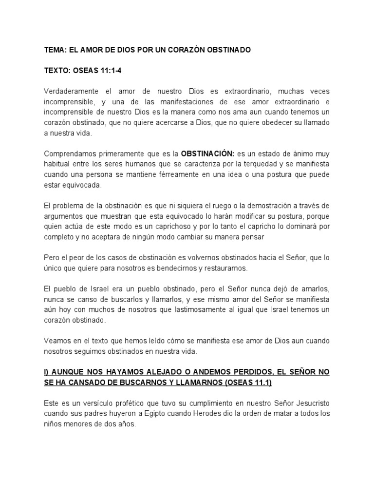 El Amor de Dios Por Un Corazon Obstinado | PDF | Amor | Dios