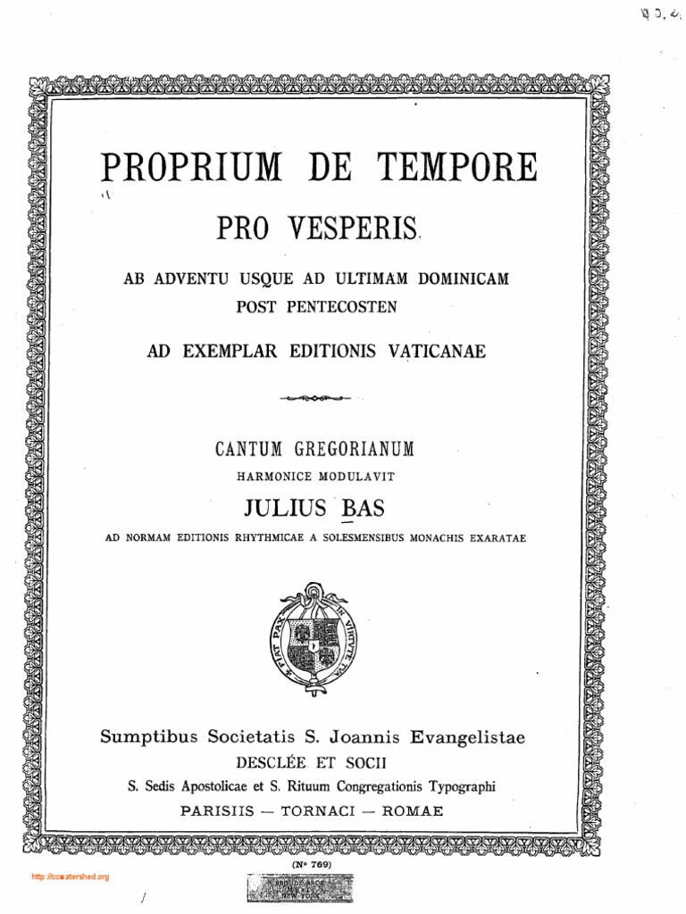 Proprium de Tempore Pro Vesperis - J. Bas, 1928 | PDF