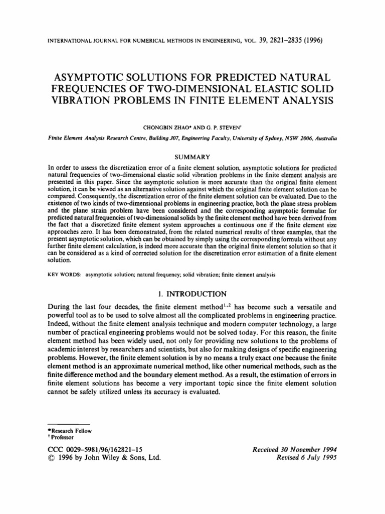 Zhao 1996 Asymptotic Solutions For Predicted Natural Frequencies of Two ... Zhao 1996 Asymptotic Solutions For Predicted Natural Frequencies of Two ...