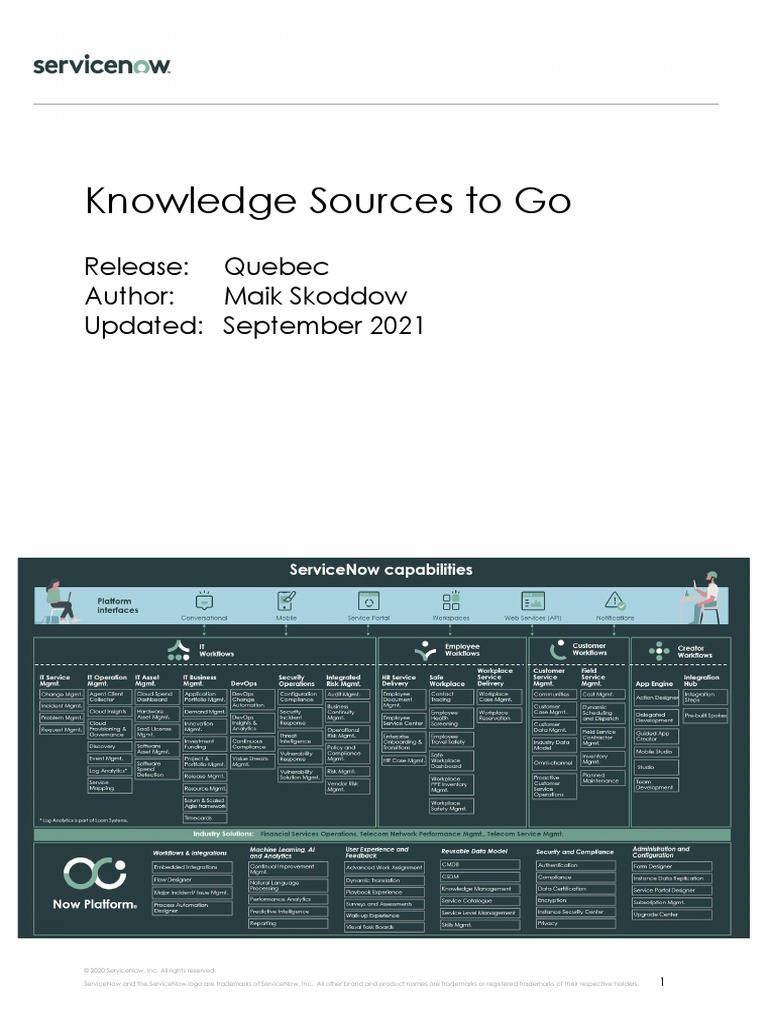 ServiceNow Knowledge Sources - 2021 09 01 | PDF | Popular Culture ...