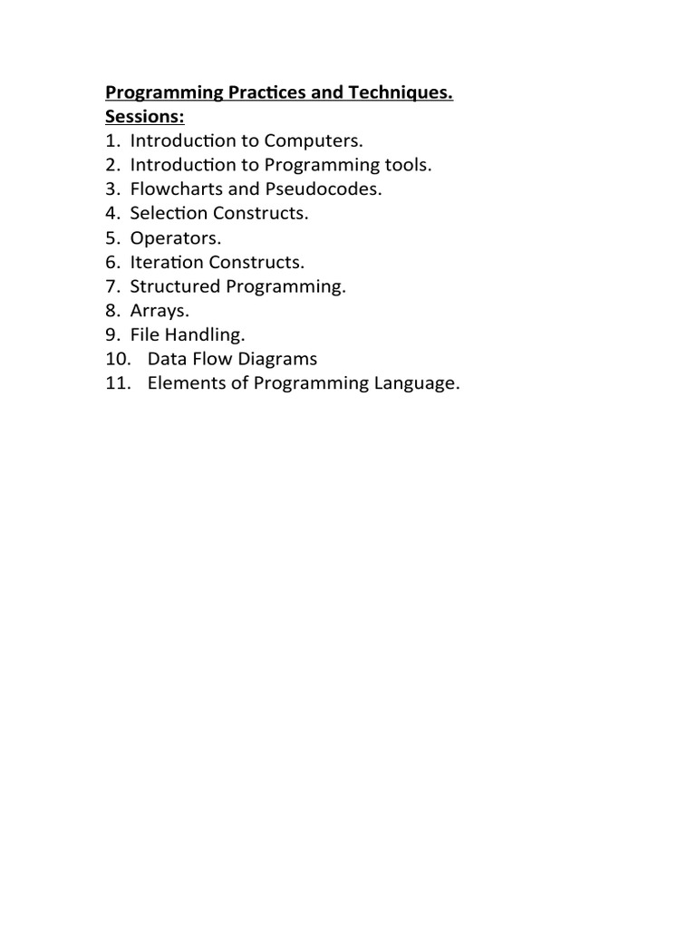 Programming Practices and Techniques | PDF Programming Practices and Techniques | PDF