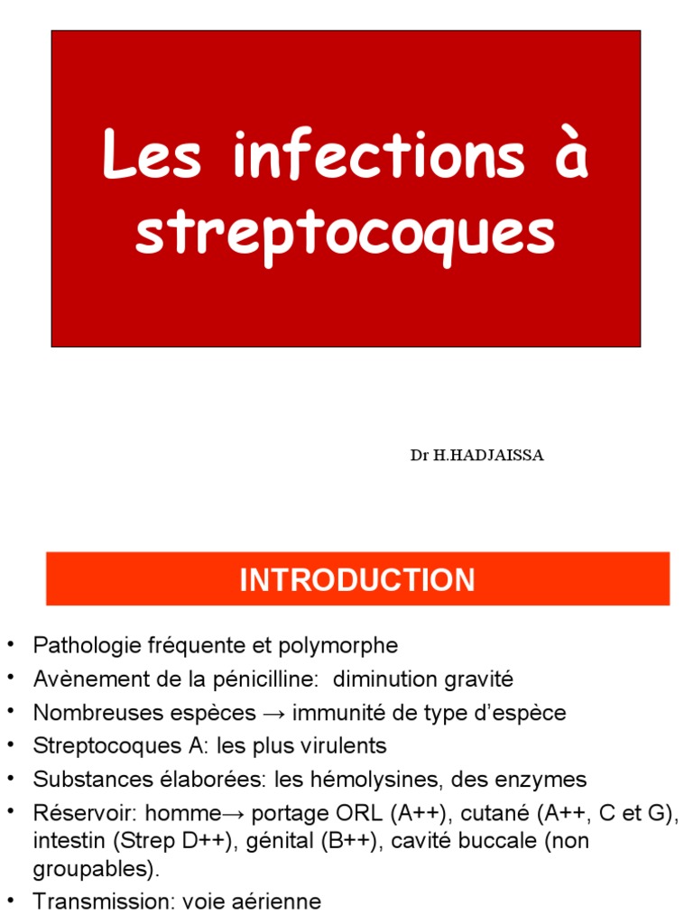 1 - Les Infections Streptocoques | PDF | Streptocoque | Épidémiologie
