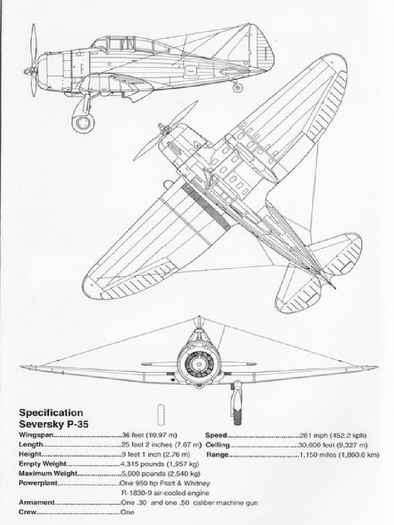 AK2180 Seversky P-35 Three-View (Squadron-Signal Mini No. 1) | PDF