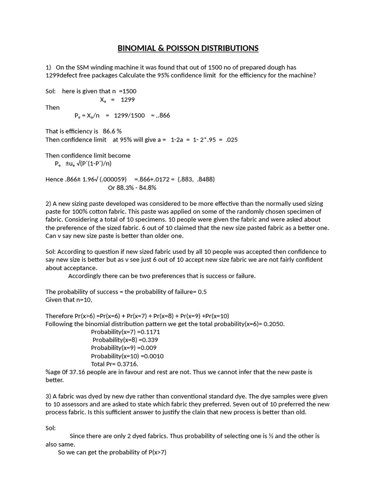 Binomial and Poisson Distribution | PDF | Normal Distribution | Dyeing