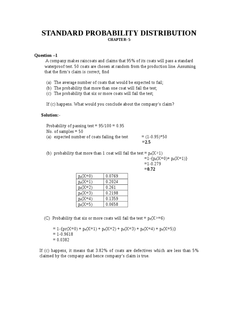 Standard Probability Distribution | PDF | Normal Distribution ...