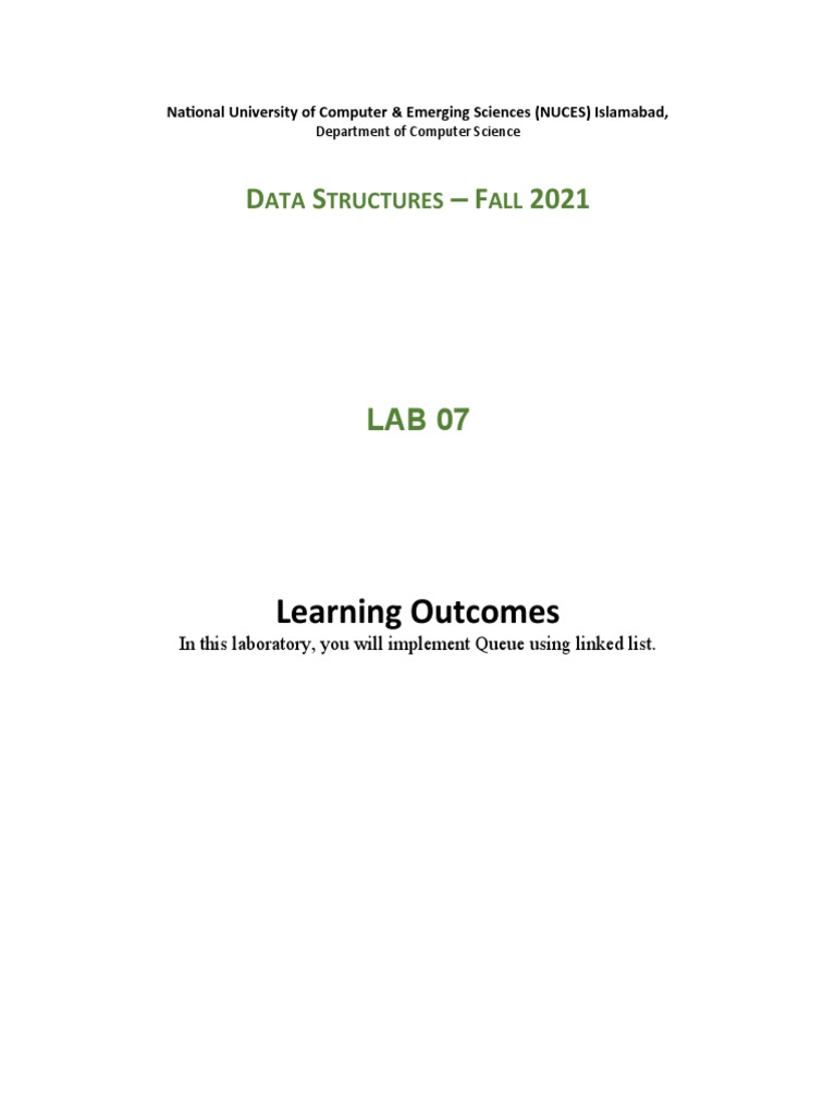 Lab7 Queue | PDF | Queue (Abstract Data Type) | Information Age