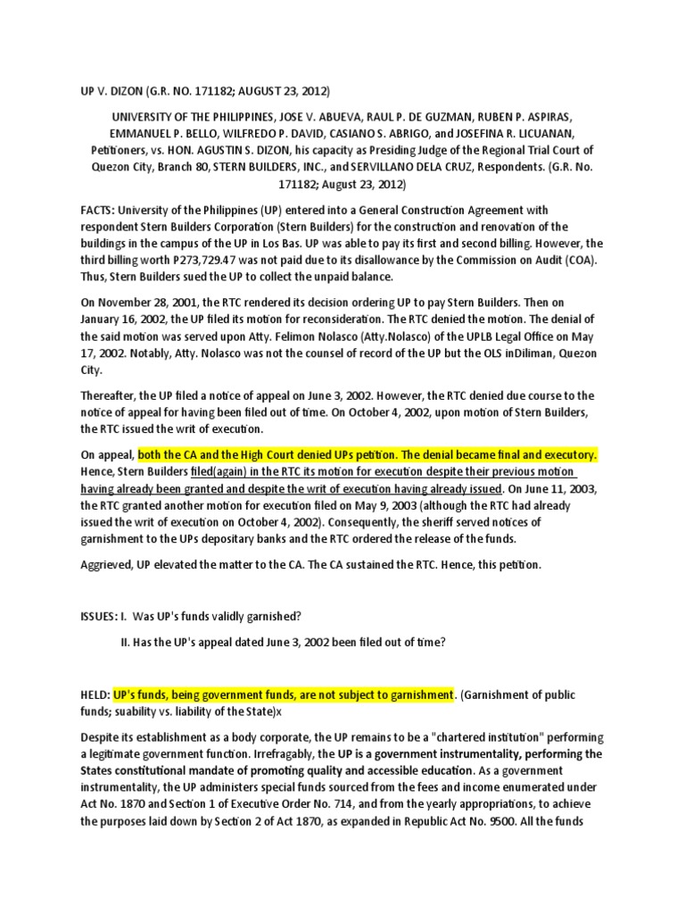 UP V DIZON | PDF | Lawsuit | Judgment (Law)