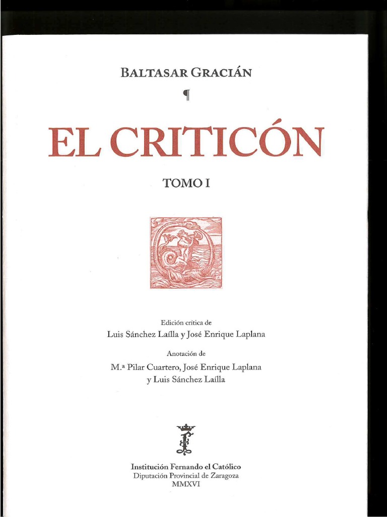 Baltasar Gracian El Criticon Edicion Cri | PDF