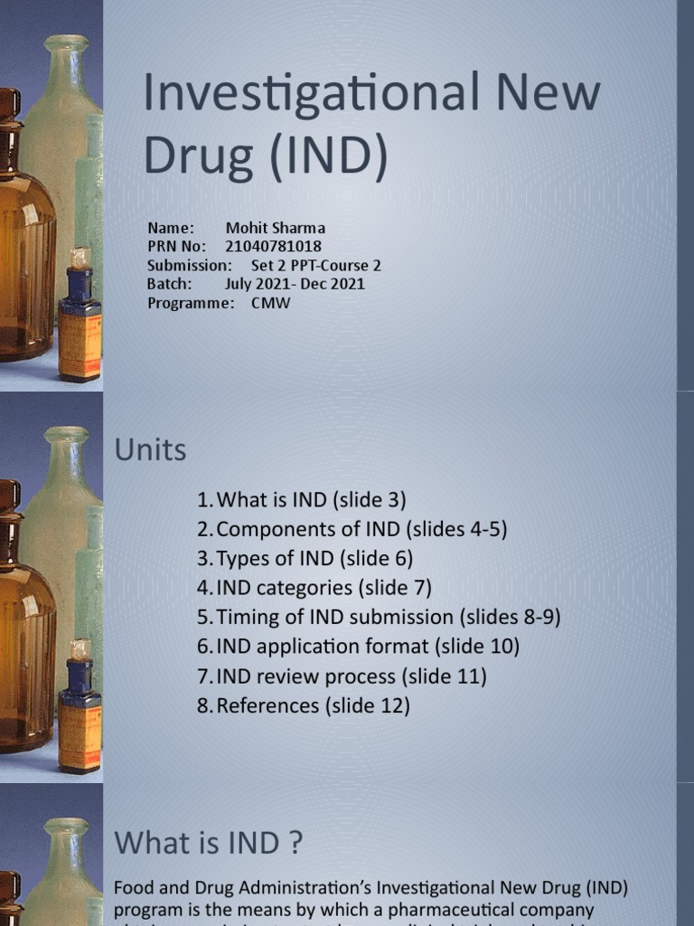 Overview of Investigational New Drug (IND) | PDF | Food And Drug ...