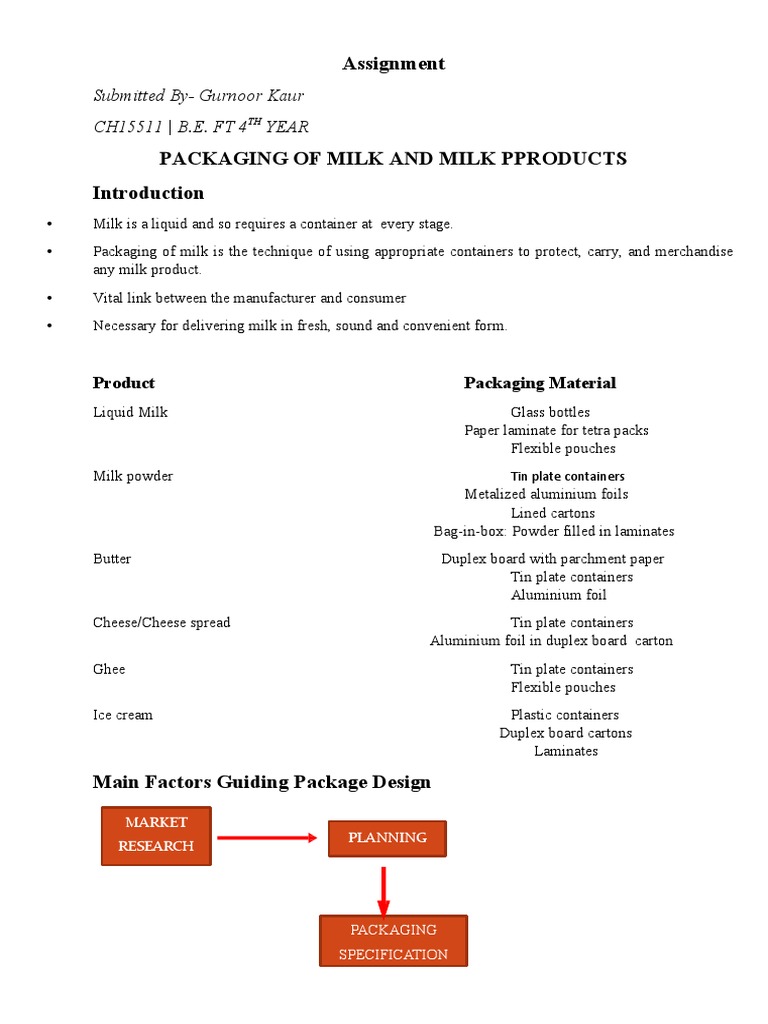 Packaging of Milk and Milk Pproducts | PDF | Milk | Packaging And Labeling