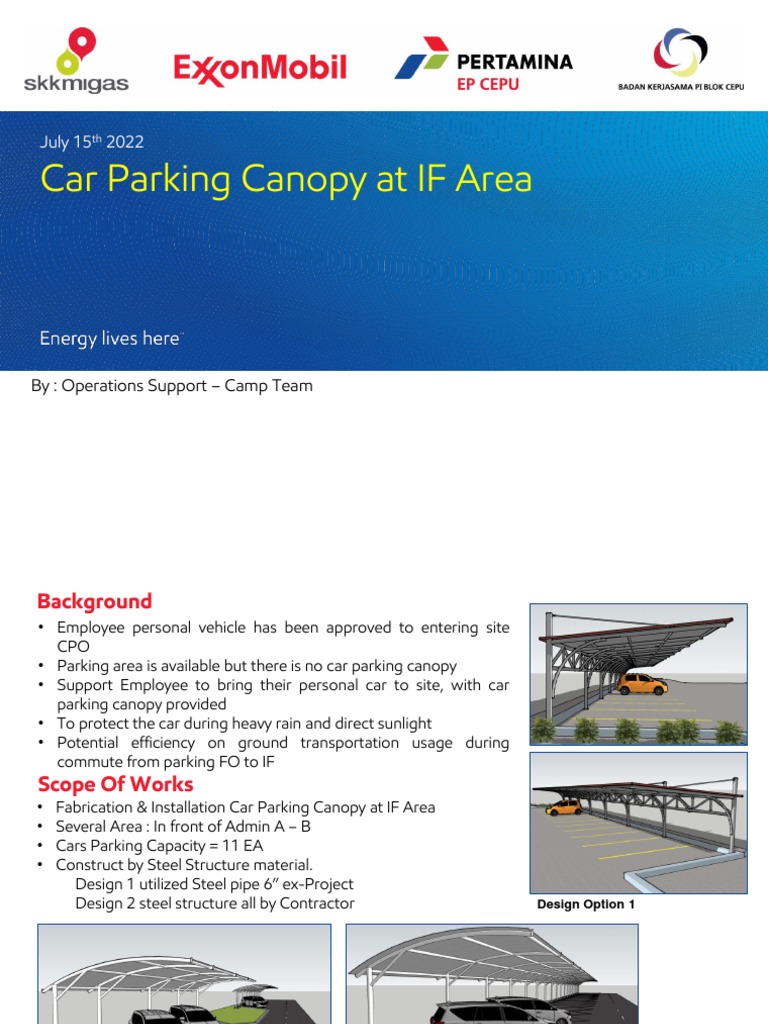 Proposed Car Parking Canopy Designs for Increased Employee Protection and Efficiency at the IF ...