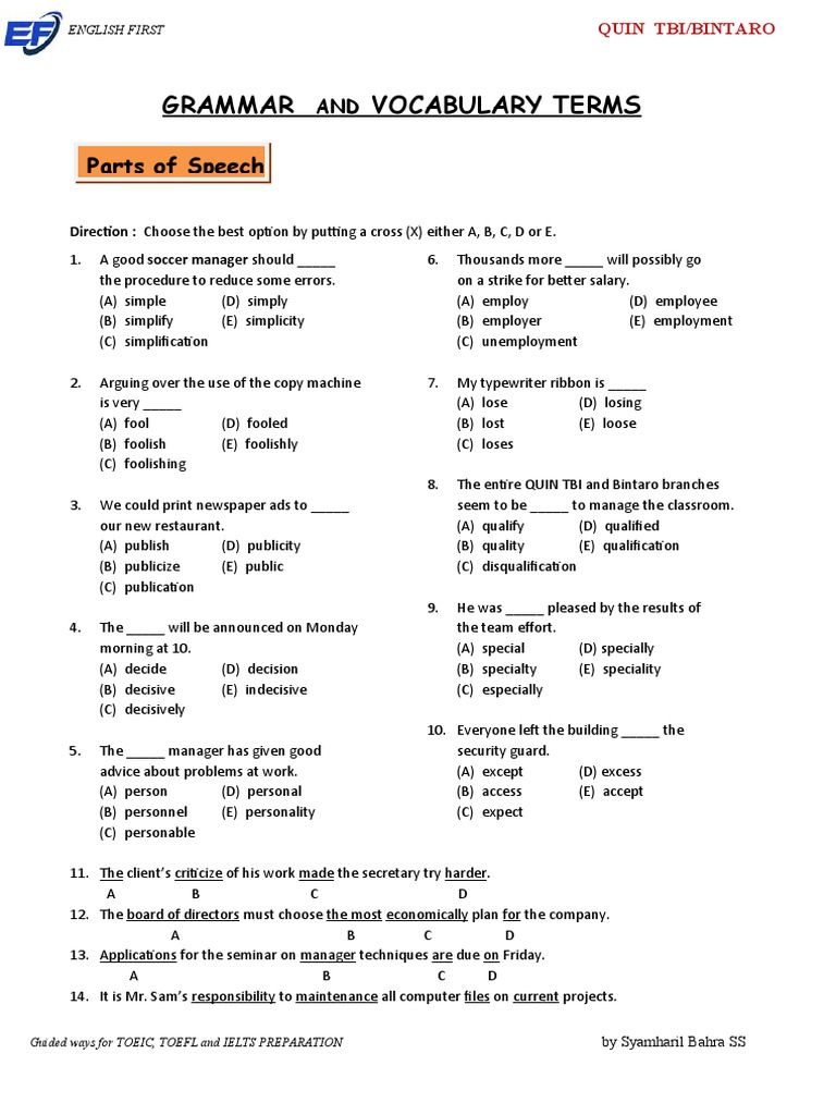 Grammar and Vocabulary Terms | PDF | Unemployment | Economies