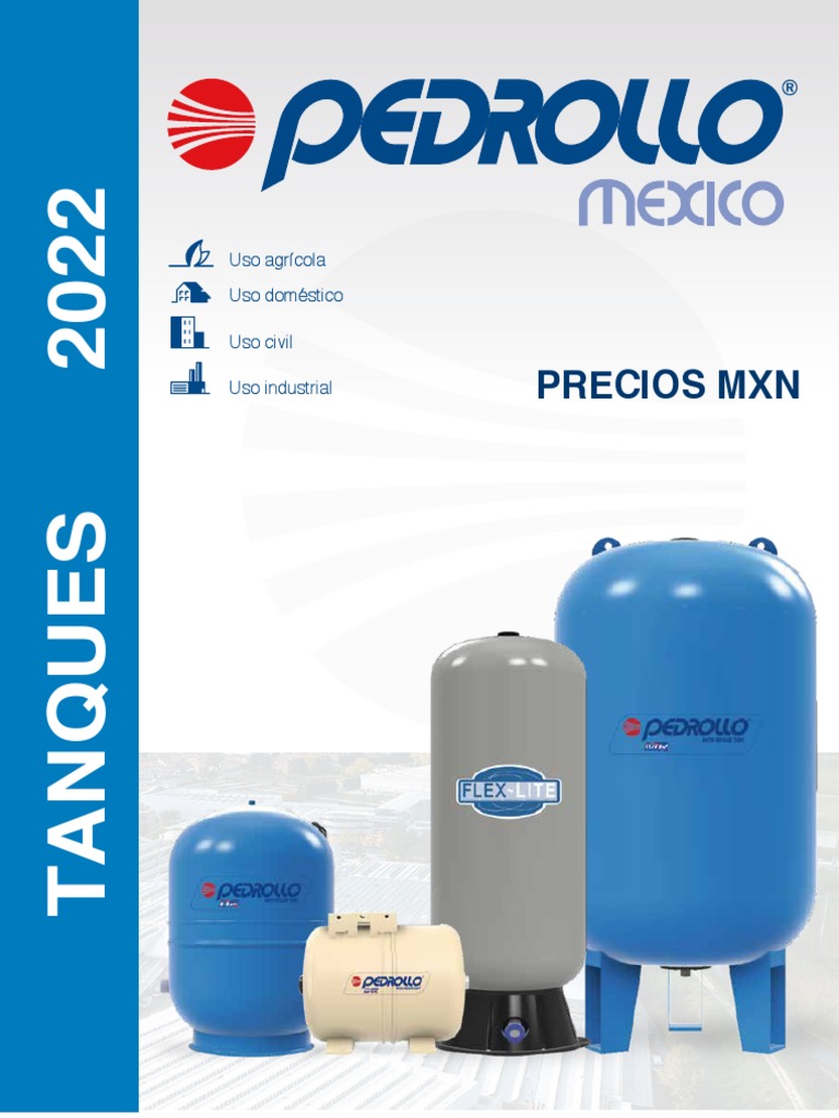 PEDROLLO Lista Tanques 2022 MEXICO FINAL | PDF | Tanques | Materiales