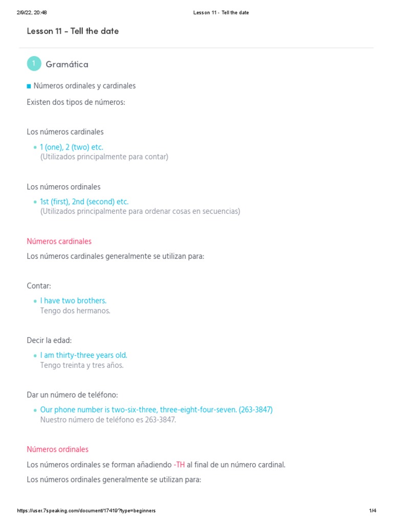 Lesson 11 - Tell The Date | PDF