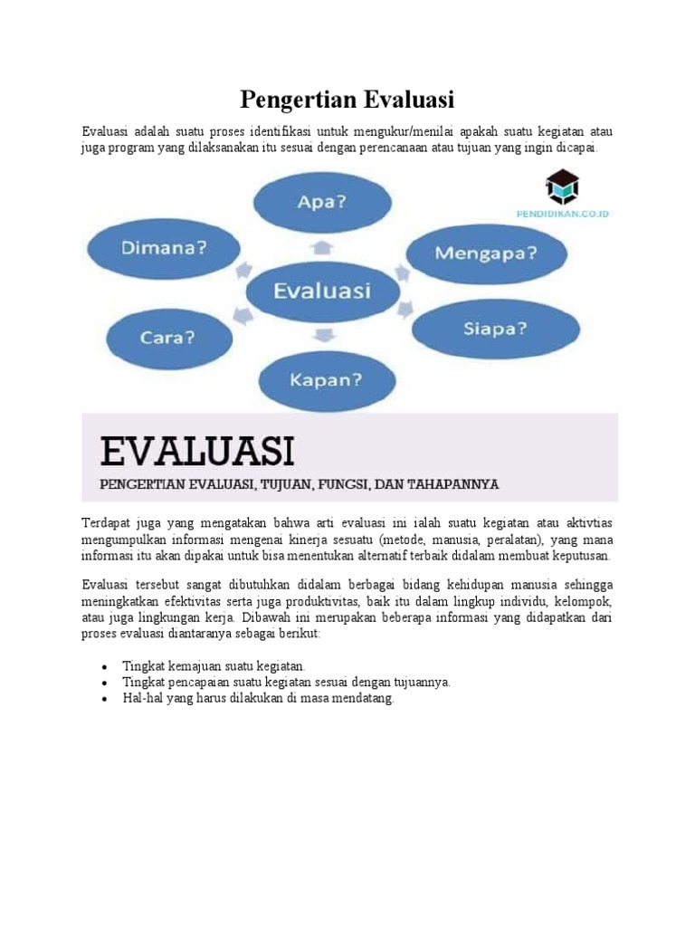 Pengertian, Tujuan Dan Manfaat Evaluasi Program Pendidikan | PDF