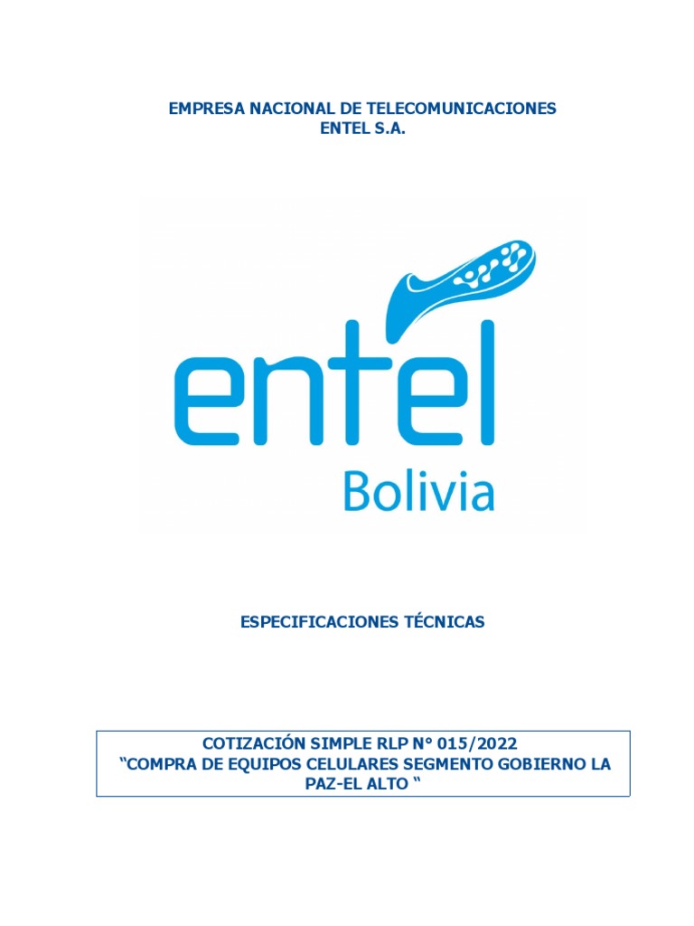 Especificaciones Técnicas Cotización Simple - 015 - 2022 | PDF | 3 G | Telefonía móvil
