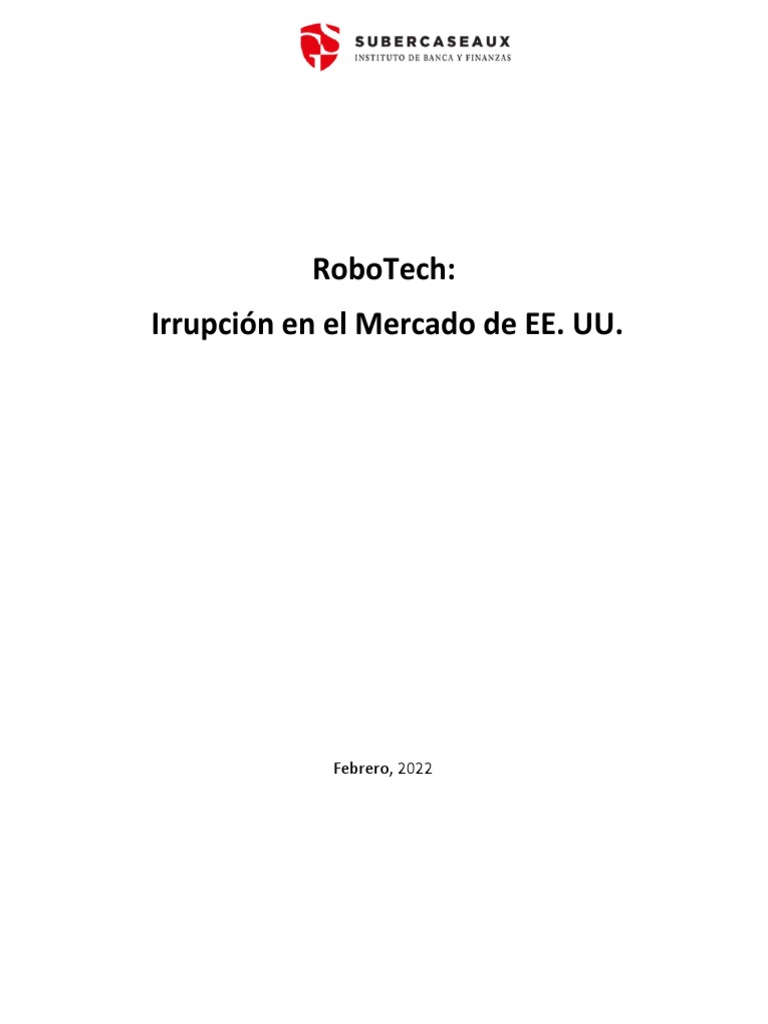 RoboTech Irrupción en El Mercado de EEUU | PDF | Mercado (economía) | Robot