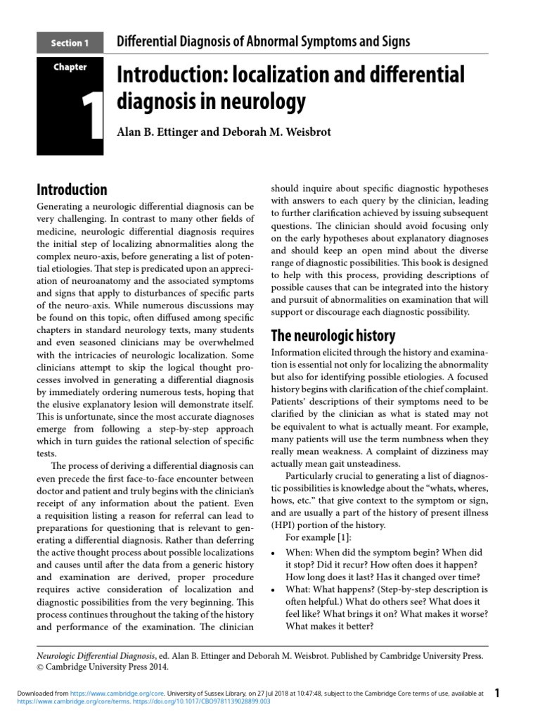 Neurology Localization - Cambridge Core | PDF | Spinal Cord | Cerebral ...