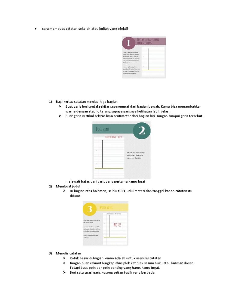 Cara Membuat Catatan Kuliah, Metode Persiapn Ujian | PDF