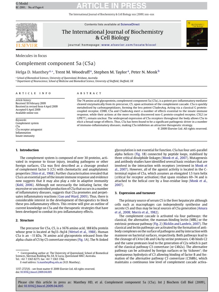 The International Journal of Biochemistry & Cell Biology: Complement ...