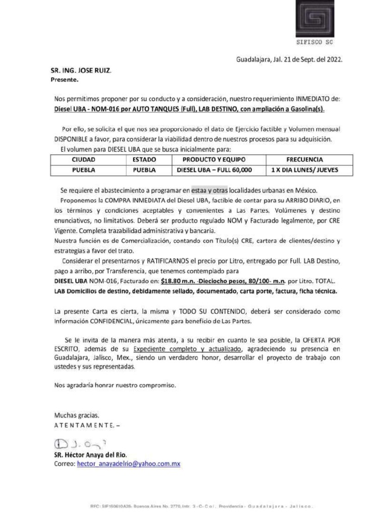 CI Diesel UBA X Full, Ouebla - 21 Sept 2022. NOM-016. jr.h1r I - C | PDF