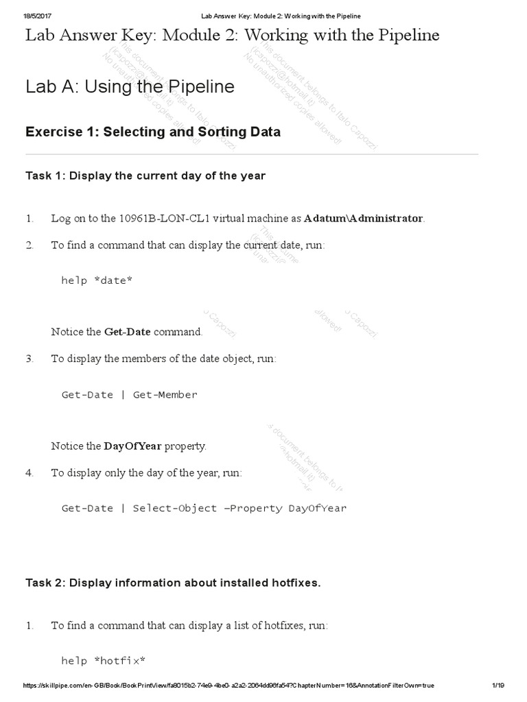 Lab Answer Key - Module 2 - Working With The Pipeline | PDF | Comma Separated Values | Computer File