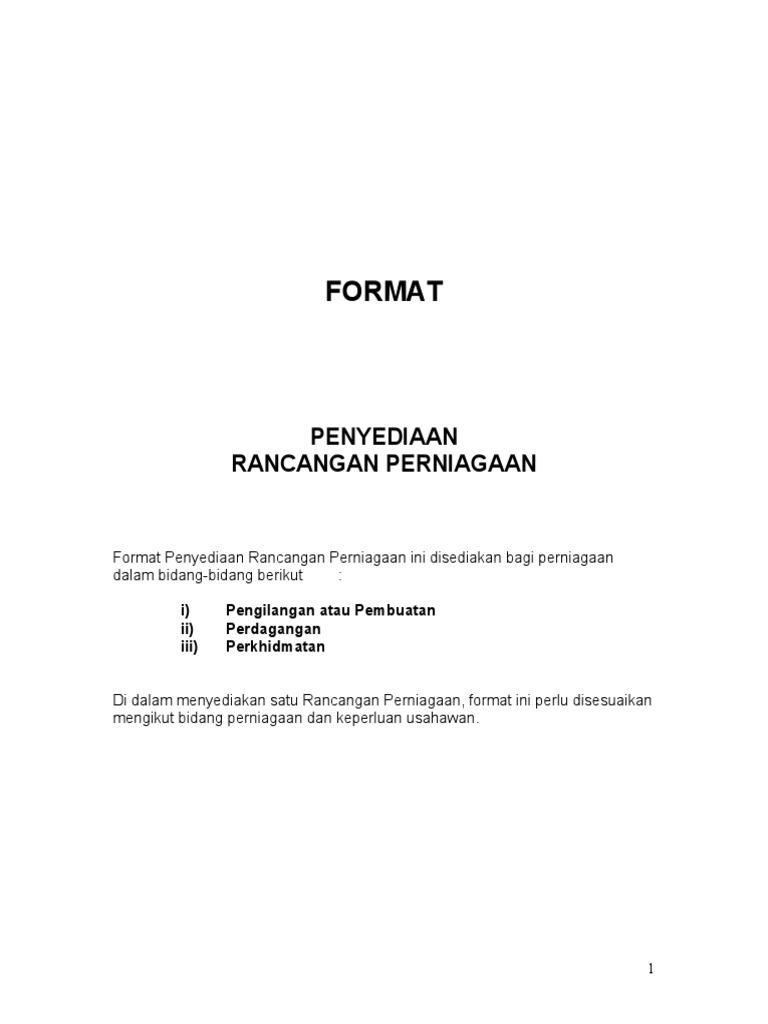 Format Rancangan Perniagaan | PDF