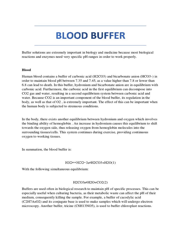 Blood Buffer | PDF | Buffer Solution | Bicarbonate