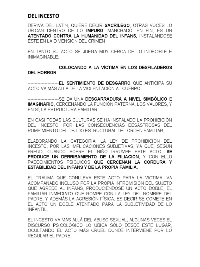 Del Incesto Pdf Incesto Sicología