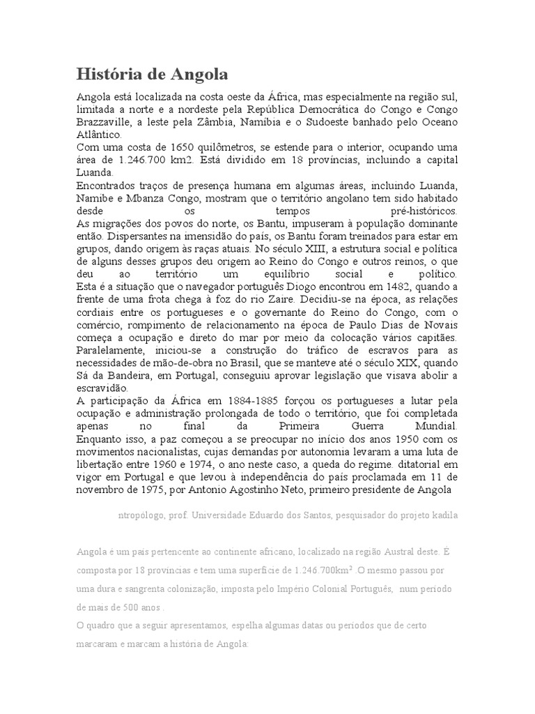 História de Angola | PDF | Angola | Unita
